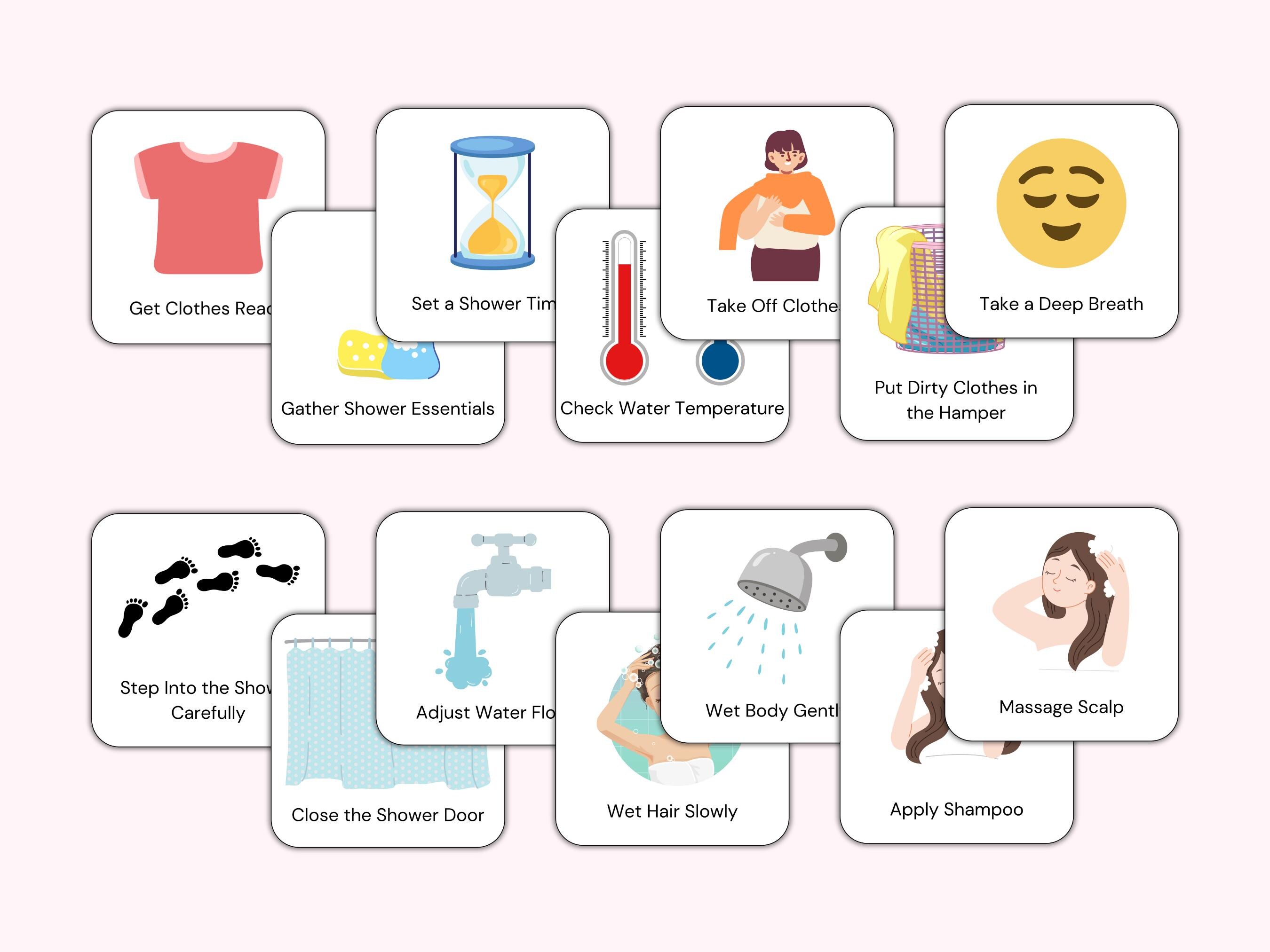 Shower Routine Cards: Visual Schedule for Kids & Adults (PDF) - Etsy