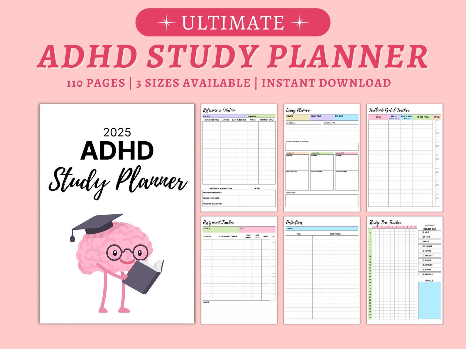 2025 Adhd Student Planner Printable, Study Planner Bundle, Adhd Study ...
