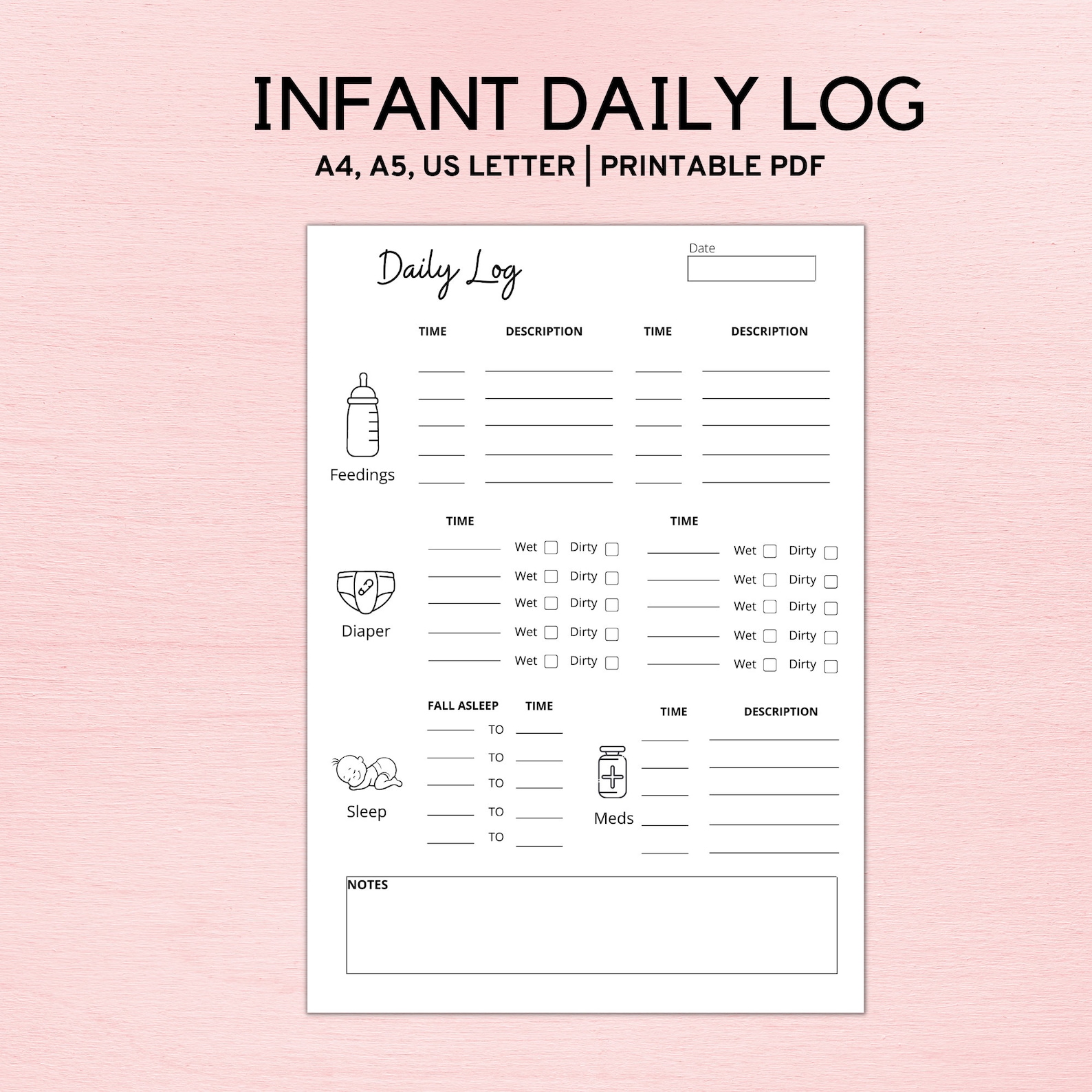 Infant Daily Log Printable - Etsy