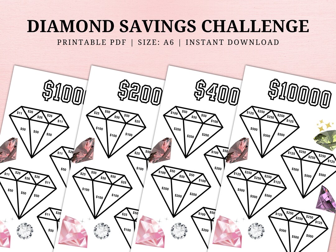 Diamond Savings Challenge Printable, Money Challenge, Cash Envelope ...