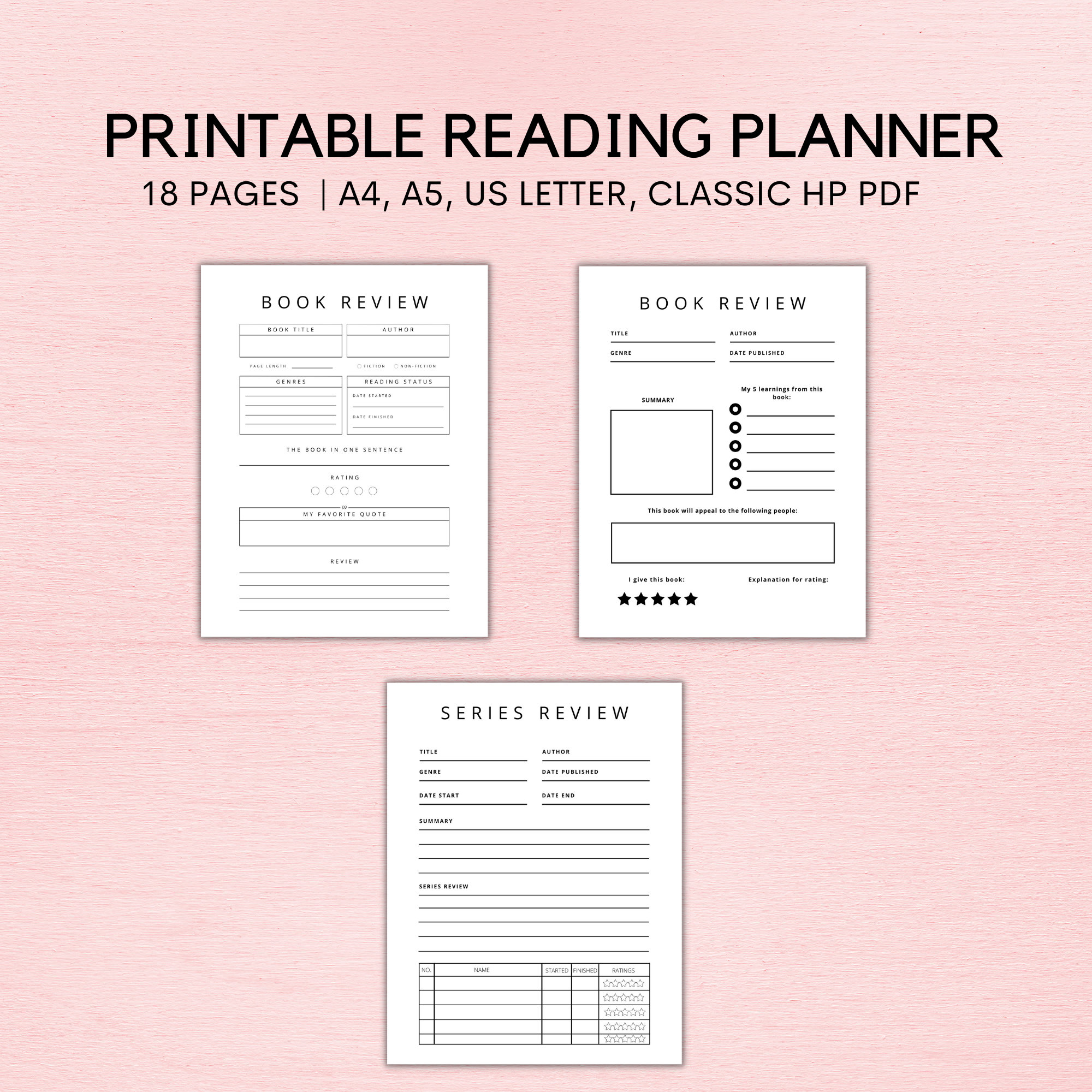 Reading Journal Printable Reading Tracker Reading Log - Etsy