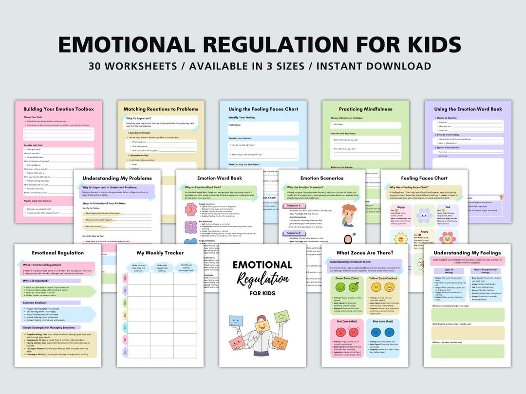 Emotion Regulation Kids Feeling Worksheets, Social Emotional Learning ...