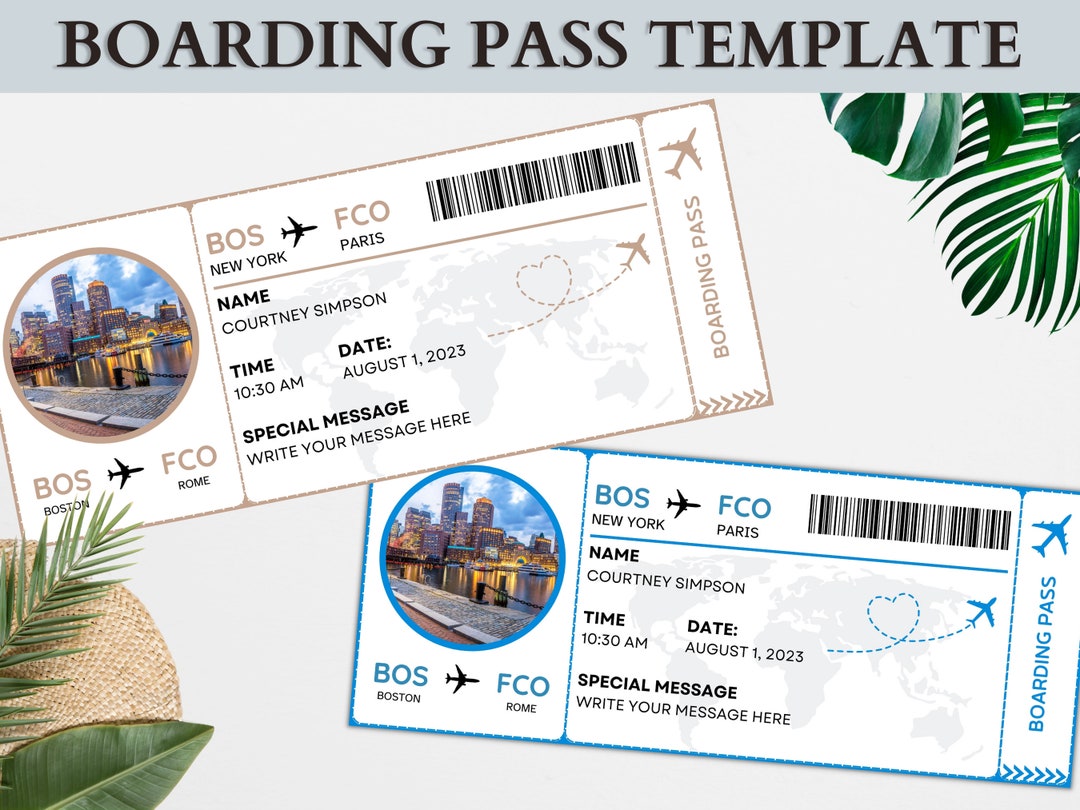 Editable Boarding Pass Template, Printable Travel Ticket Invitation ...