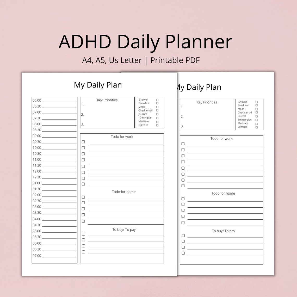 Adhd Daily Planner Adhd to Do List Adhd Digital Planner - Etsy Australia
