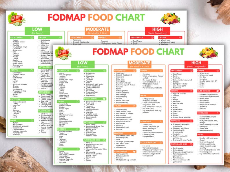 FODMAP Food Chart: IBS Diet Guide for Gut Health (digital Download, PDF ...