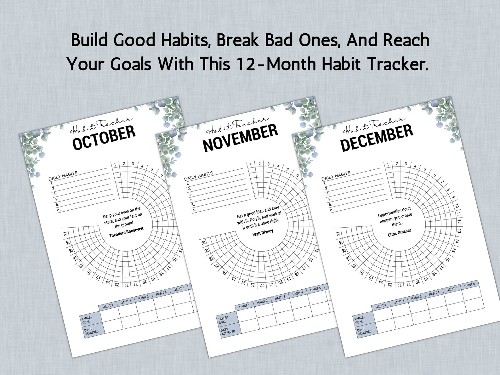 Circle Daily Habit Tracker PDF, Habit Track Printable, Routine Tracking ...