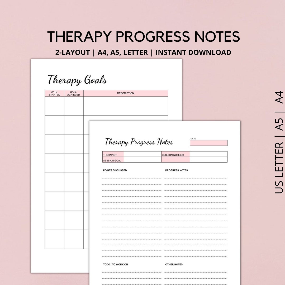 Therapy Progress Notes Printable, Therapy Journal, Therapy Planner ...