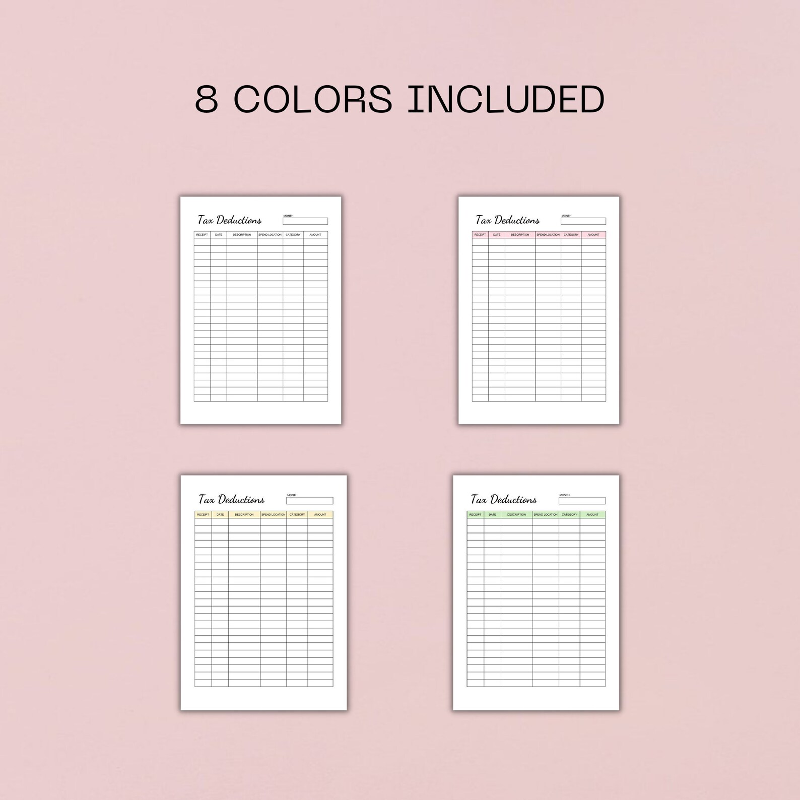 Tax Deduction Tracker Printable, Business Tax Log, Expenses Tracker ...