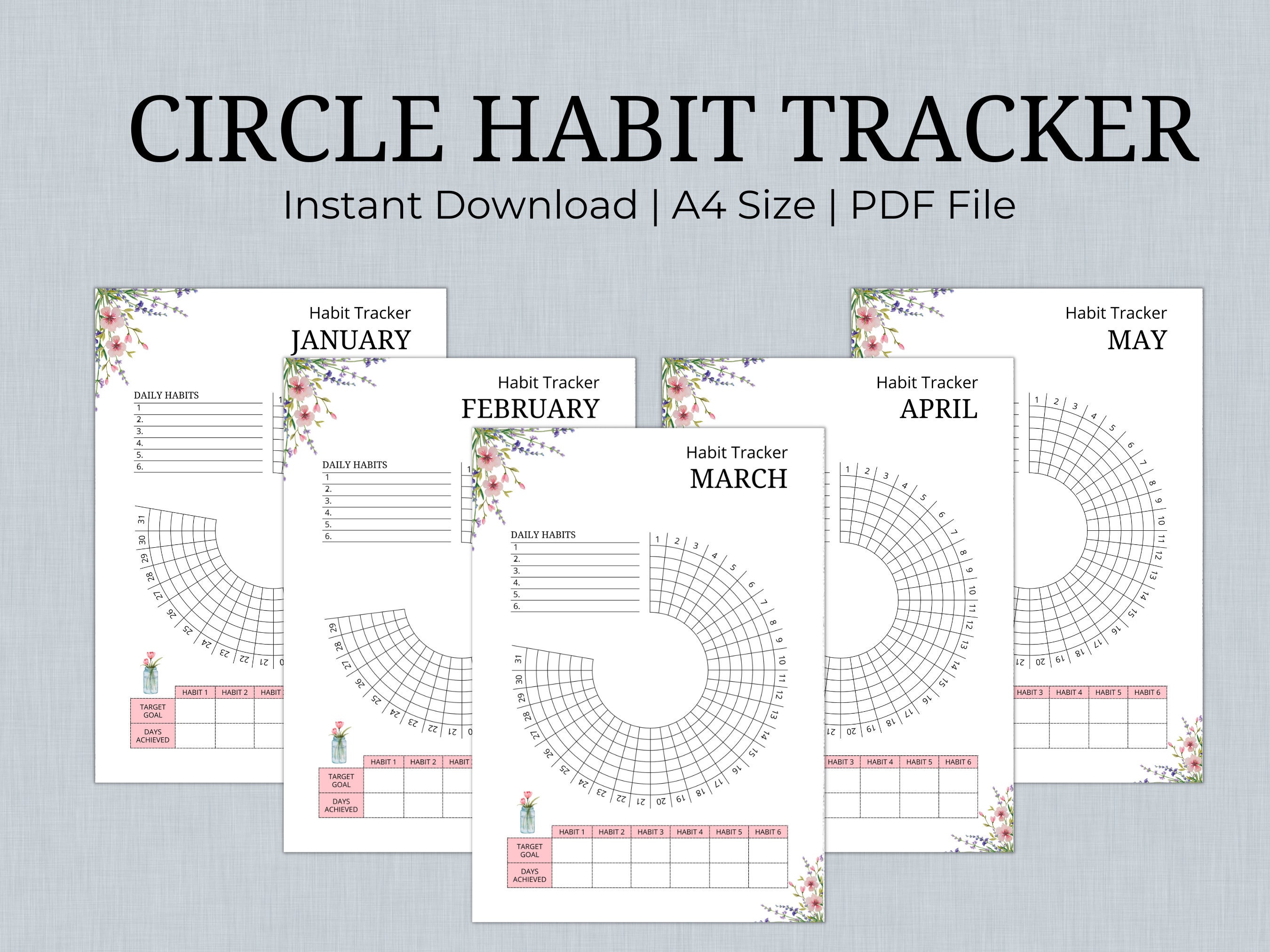 Circle Daily Habit Tracker PDF, Habit Track Printable, Routine Tracking ...
