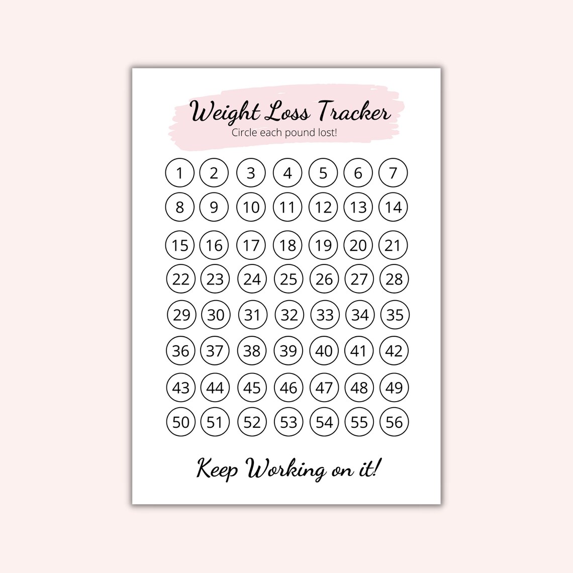 Pink Weight Loss Journal Printable PDF Weight Loss Tracker | Etsy