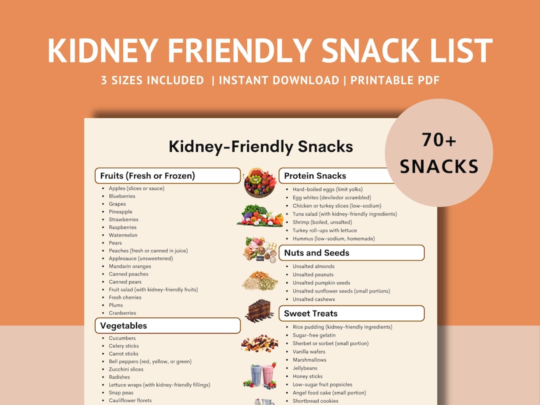 Kidney Friendly Snack List, Kidney Awareness, Kidney Diet List, Kidney ...