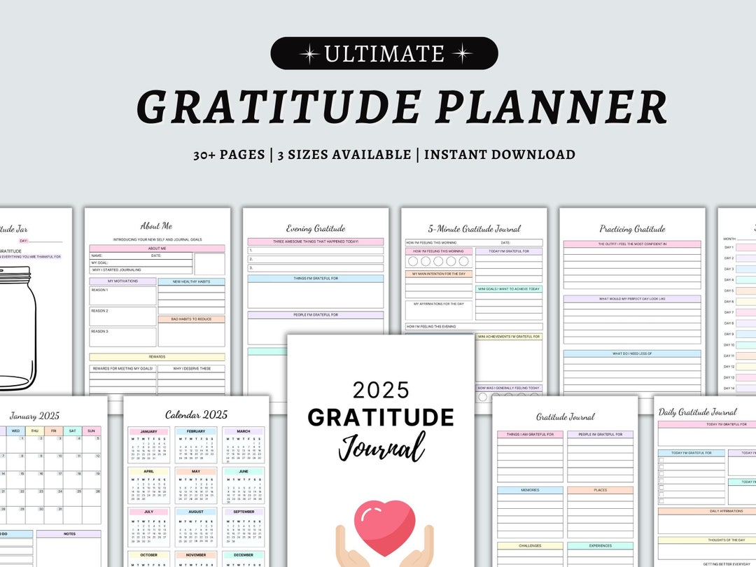 2025 Gratitude Planner, Daily Gratitude Journal, Positive Affirmations ...