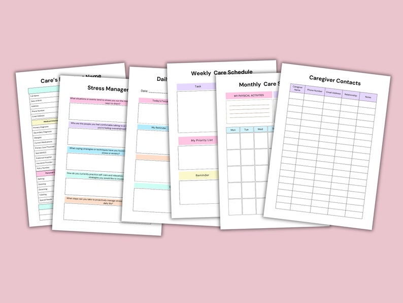 Caregiver Planner Printable, Medical Binder Records Printable Caregiver ...