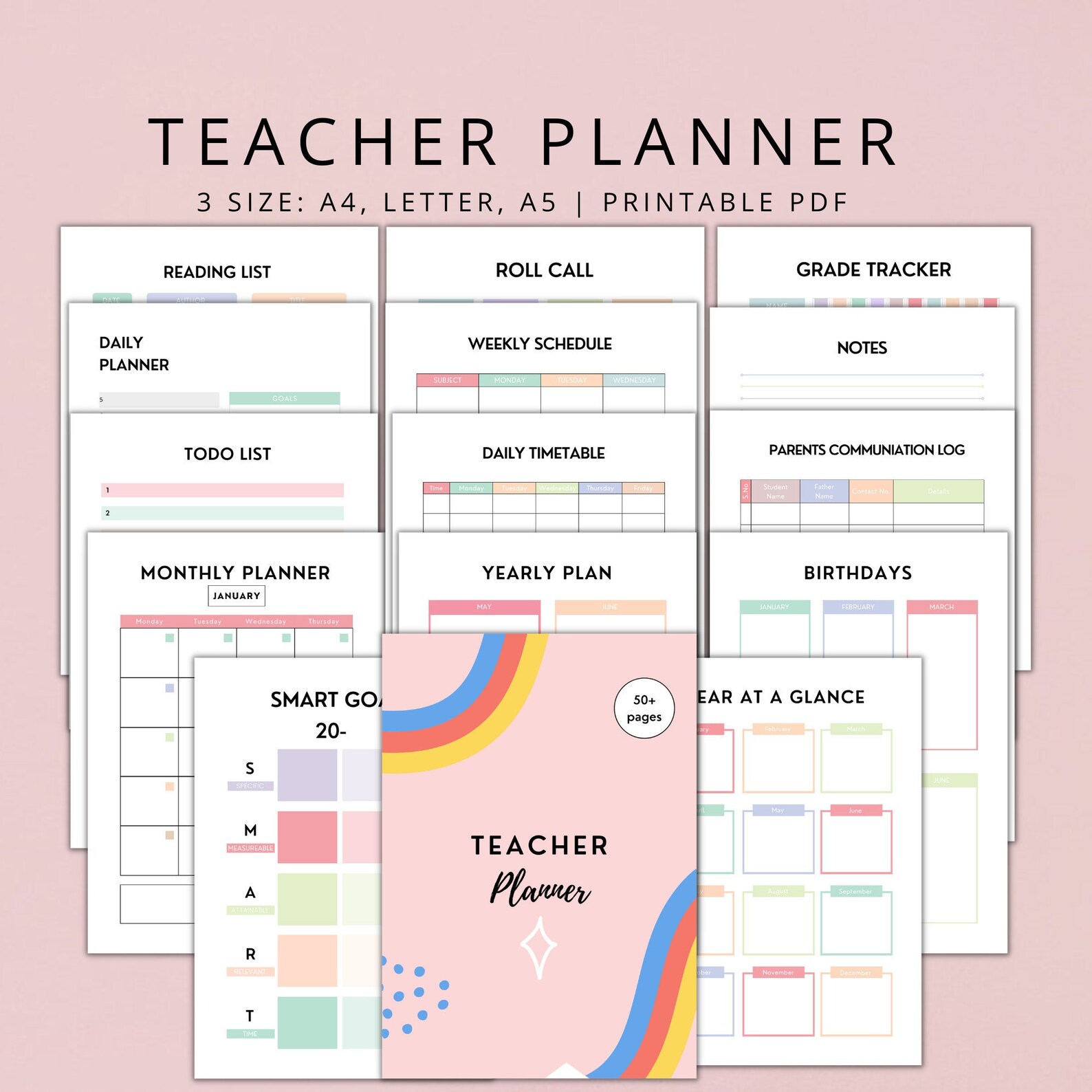Teacher Planner Printable Lesson Planner Academic Planner - Etsy