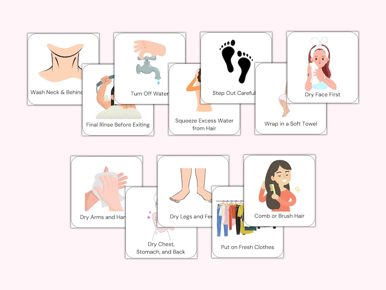 Shower Routine Cards: Visual Schedule for Kids & Adults (PDF) - Etsy
