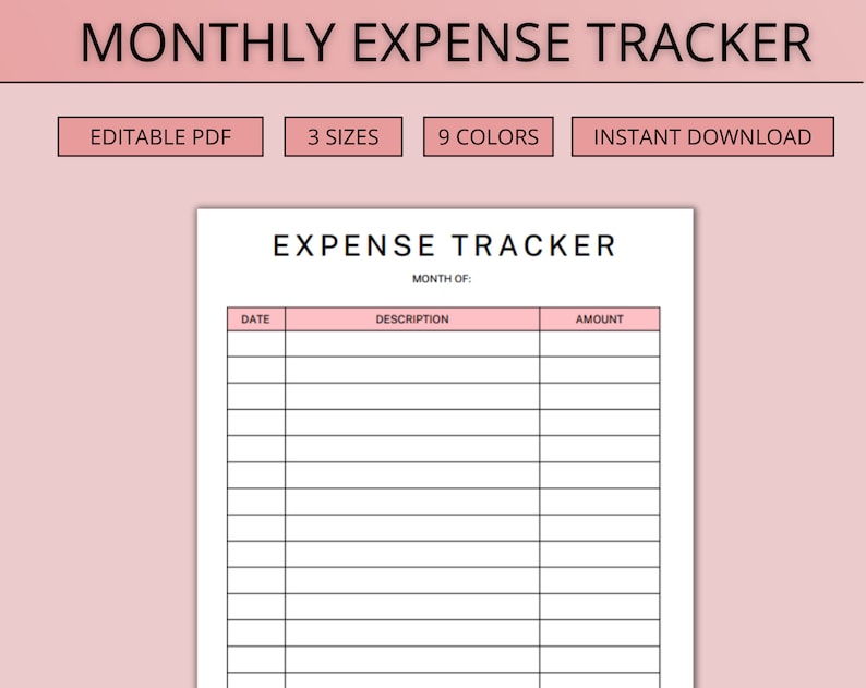 Editable Monthly Expense Tracker Printable, Fillable Expense Tracker ...