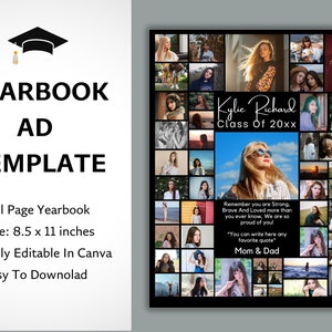 Full Page Graduation Ad Yearbook, Custom Yearbook Template, Editable ...