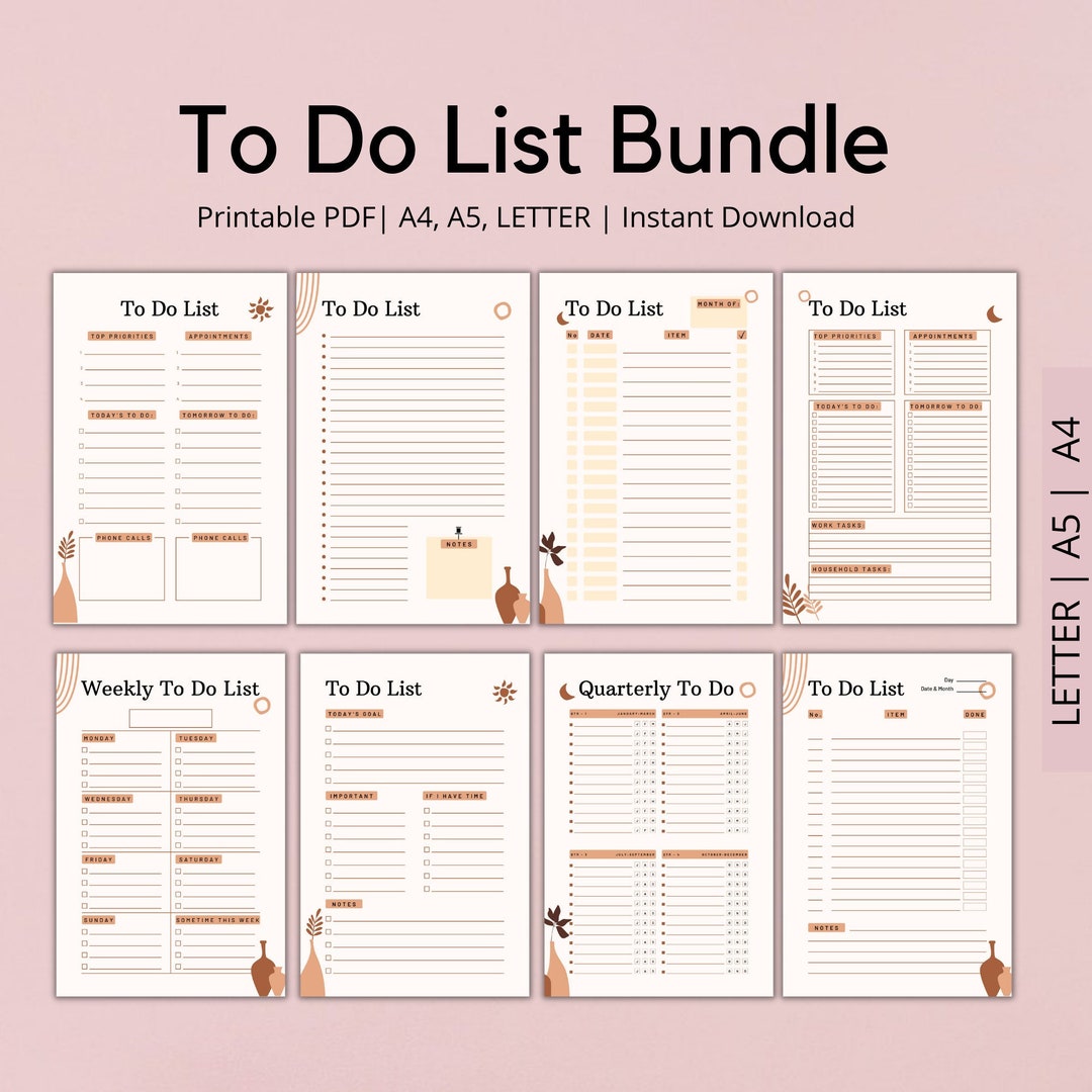 Boho to Do List Template, to Do List Printable, Grocery List, Weekly to ...