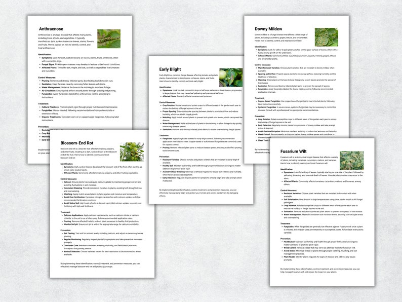 Plant Disease Guide Printable, Identification of Disease, Control ...