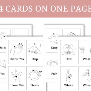 ASL Flashcards: 19 Basic Sign Language Cards for Kids (printable PDF, 5 ...