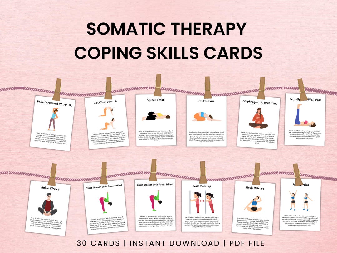 Somatic Psychotherapy Coping Skills Cards, Somatic Exercises for ...
