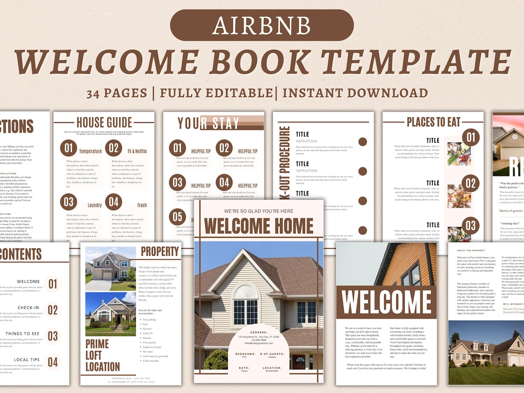 Airbnb Welcome Book Template, Printable Guest House Guide, Editable ...