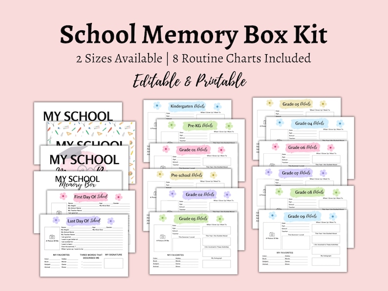School Memory Box Kit Printable, Childhood Memory Book, Kids Keepsake ...