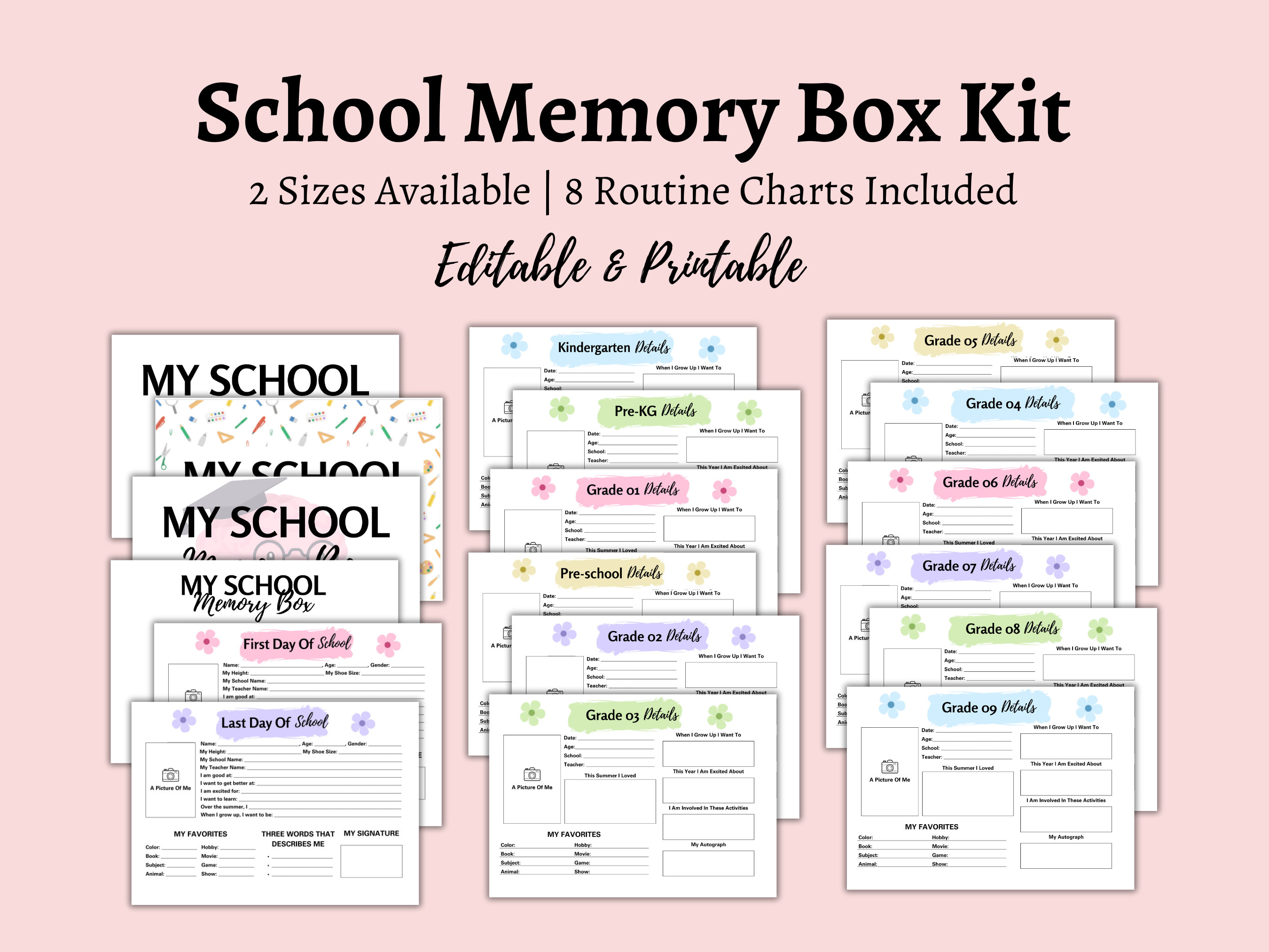 School Memory Box Kit Printable, Childhood Memory Book, Kids Keepsake ...