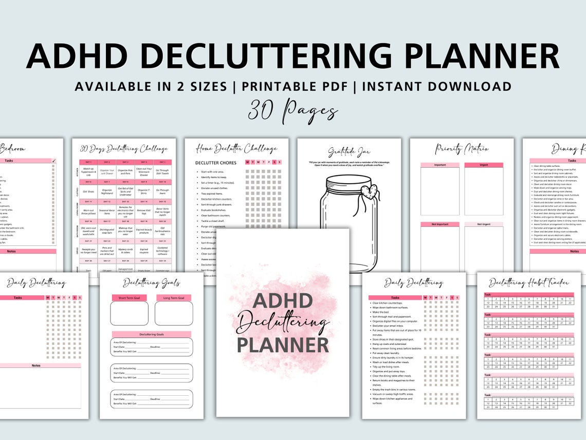 Adhd Declutter Planner, Declutter Checklist, Adhd Declutter Challenge ...