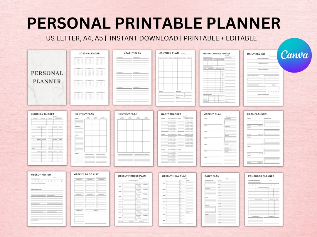 Personal Planner Printable, Weekly Planner, Daily Planner, Monthly ...