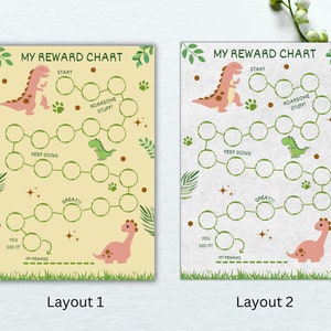 Dinosaur Reward Chart for Kids Behavior Chart Printable, Chore Chart ...