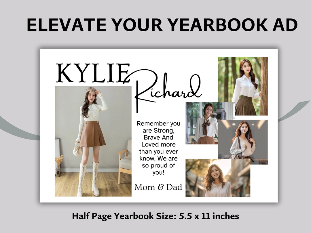 Half Page Graduation Ad Yearbook, Custom Yearbook Template, Editable ...