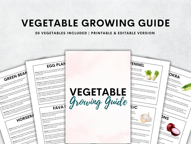 Vegetable Growing Guide, 50 Printable Vegetables Guide, Gardening ...