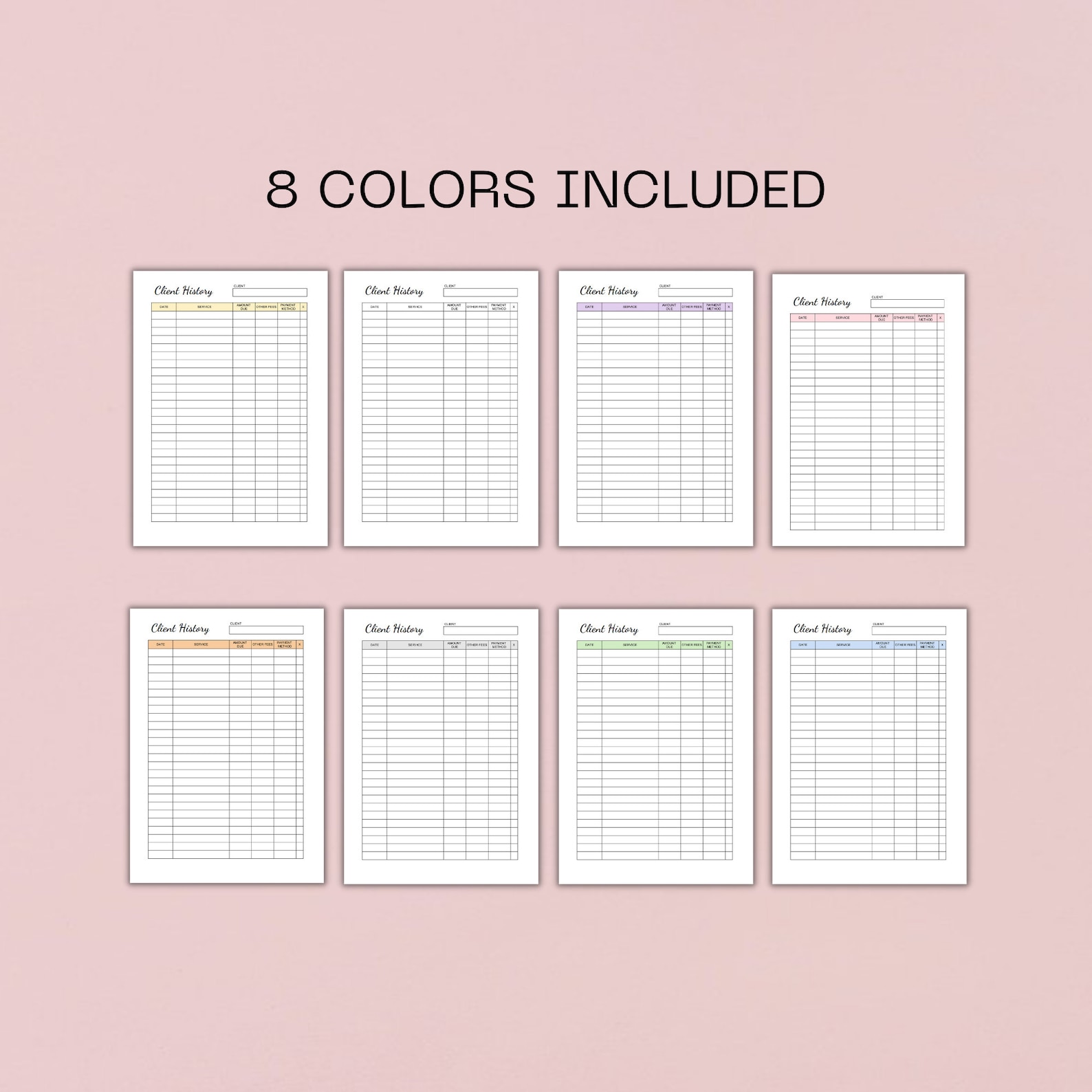 Client History Tracker Printable Client Tracker Payment Log - Etsy