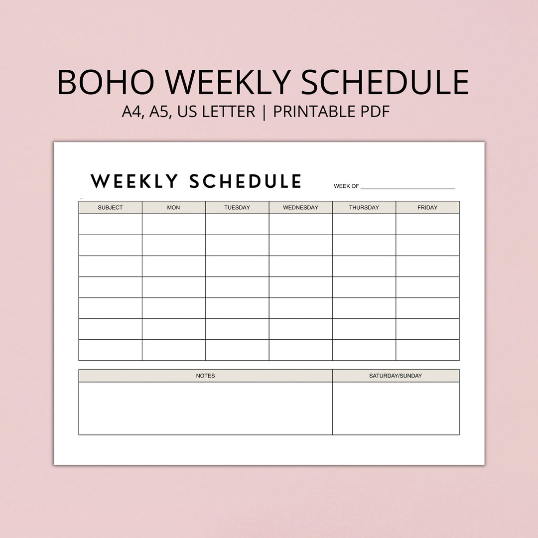 Boho Homeschool Weekly Schedule Printable, Homeschool Planner, Lesson ...