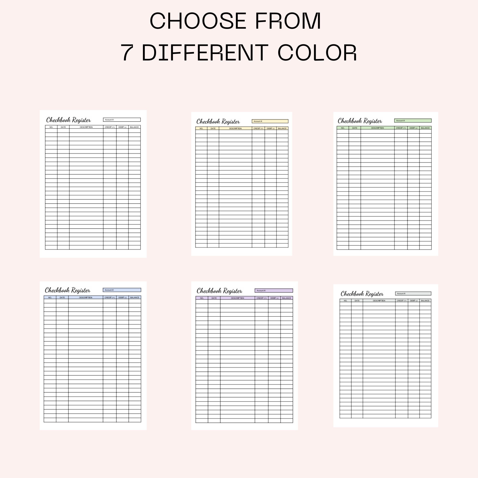 Checkbook Register Printable, Finance Tracker, Check Register, Bank ...
