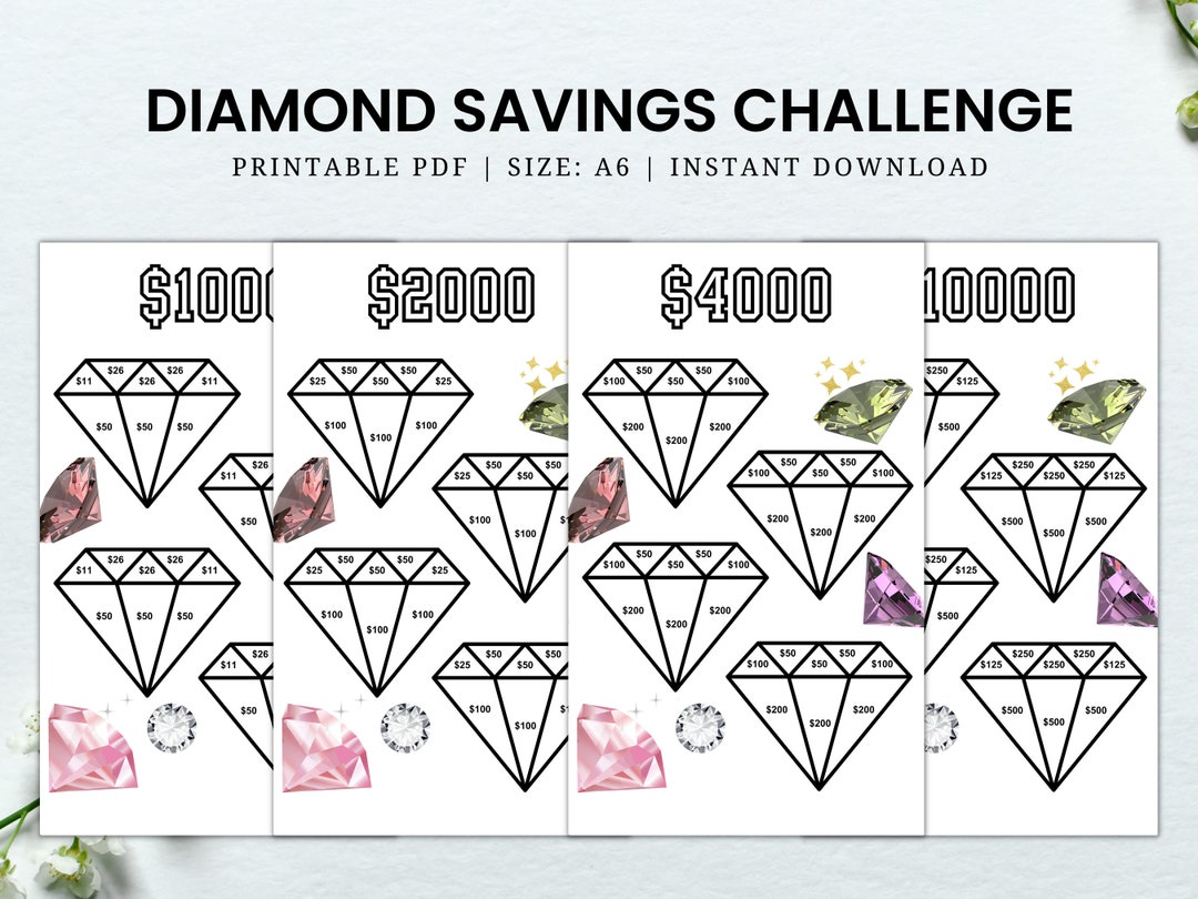 Diamond Savings Challenge Printable, Money Challenge, Cash Envelope ...