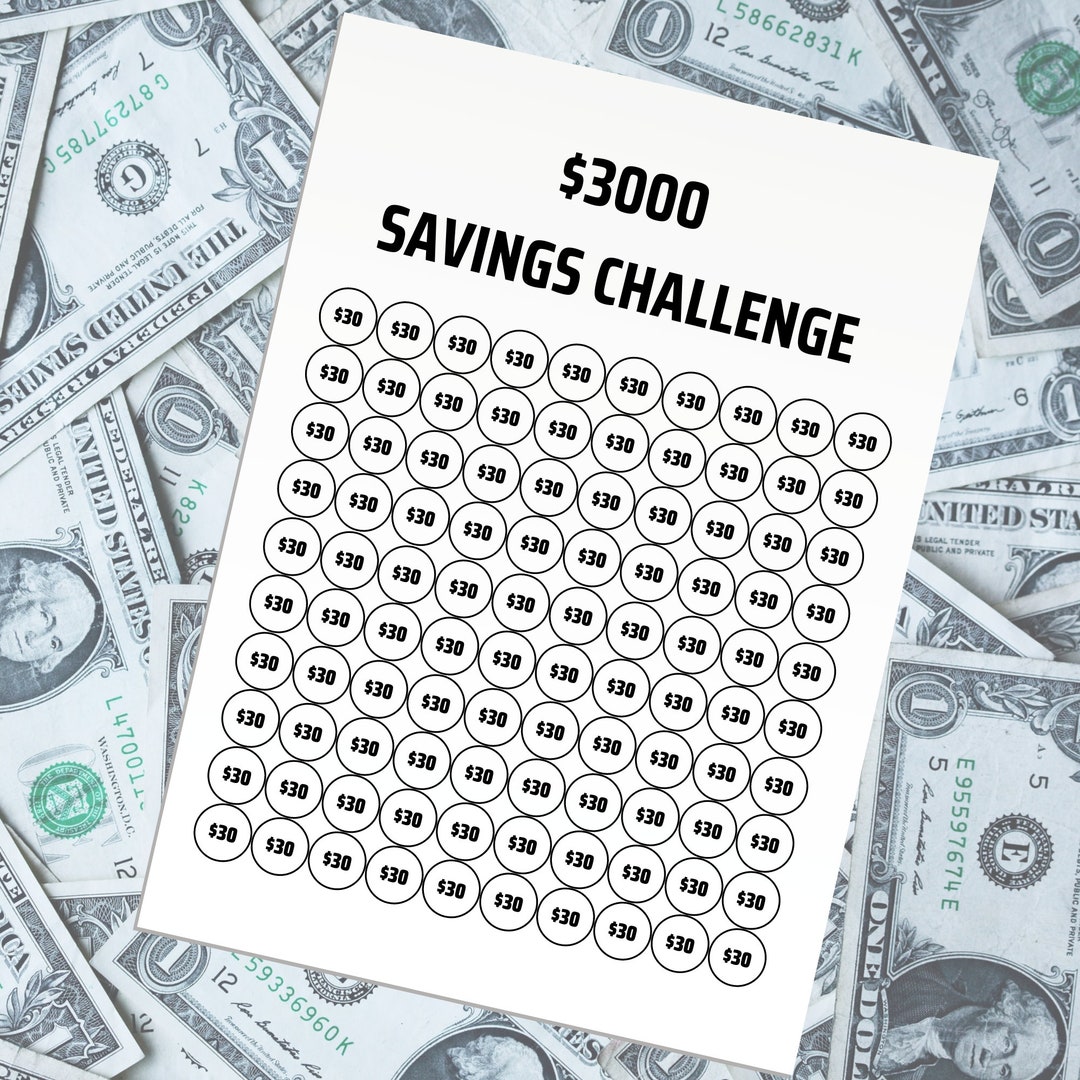 3000 Saving Challenge ,printable Savings Challenge, Savings Tracker ...