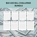 10-100 Dollar Bill Challenge Printable, Bundle Bill Challenge, Savings ...