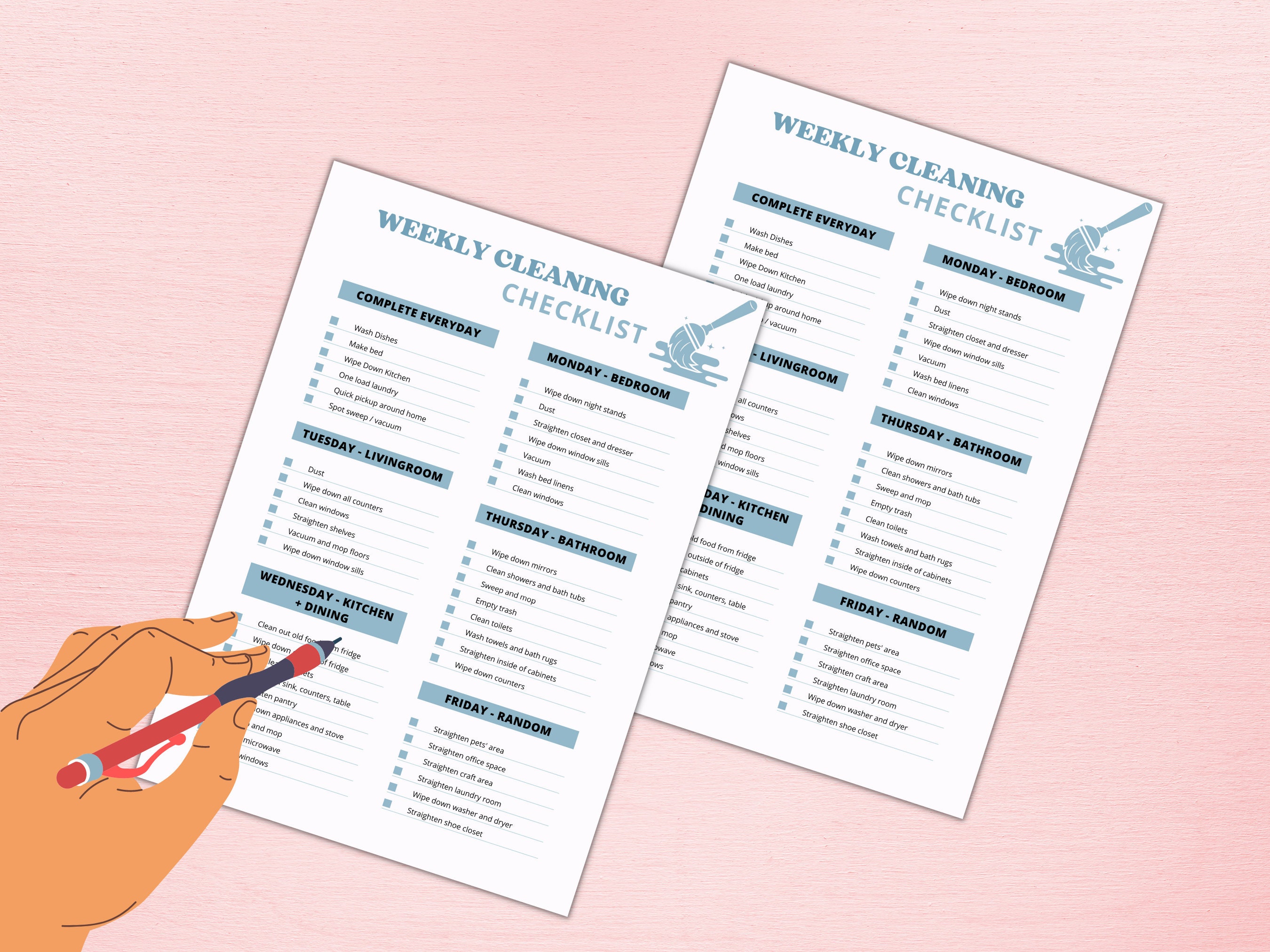 Editable Weekly Cleaning Checklist, Cleaning Schedule, Printable ...