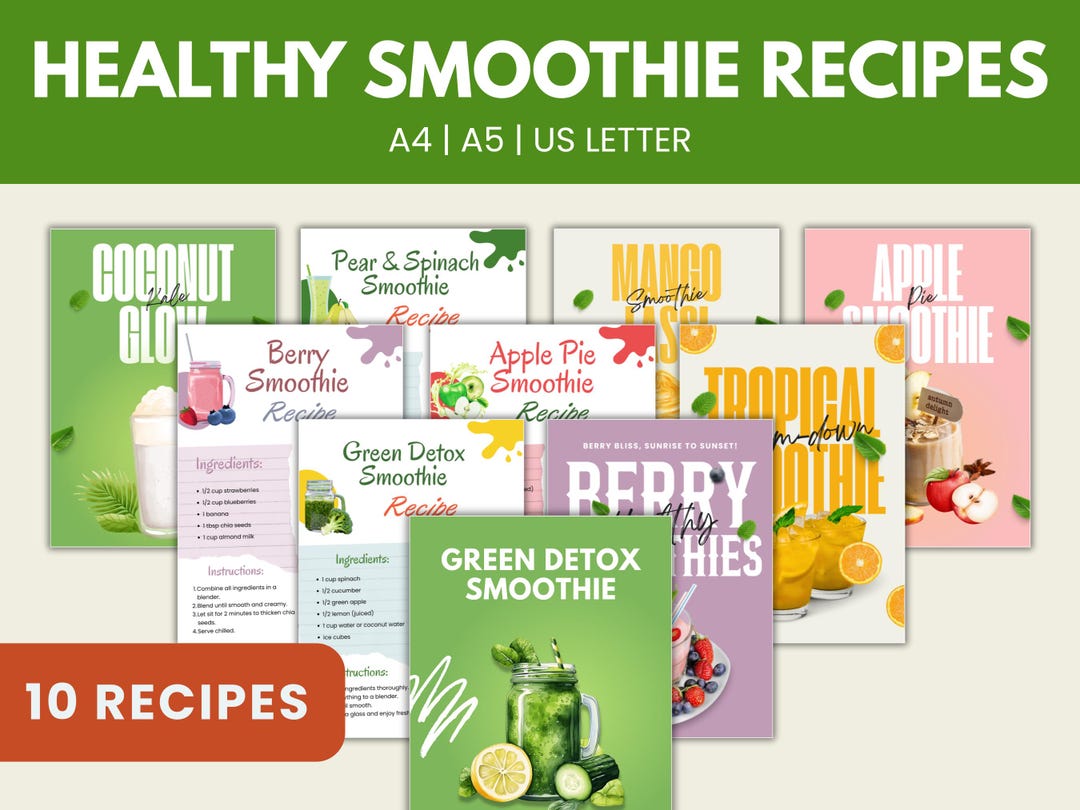 Healthy Smoothie Recipe Cards | 10 Printable Smoothies | Healthy ...