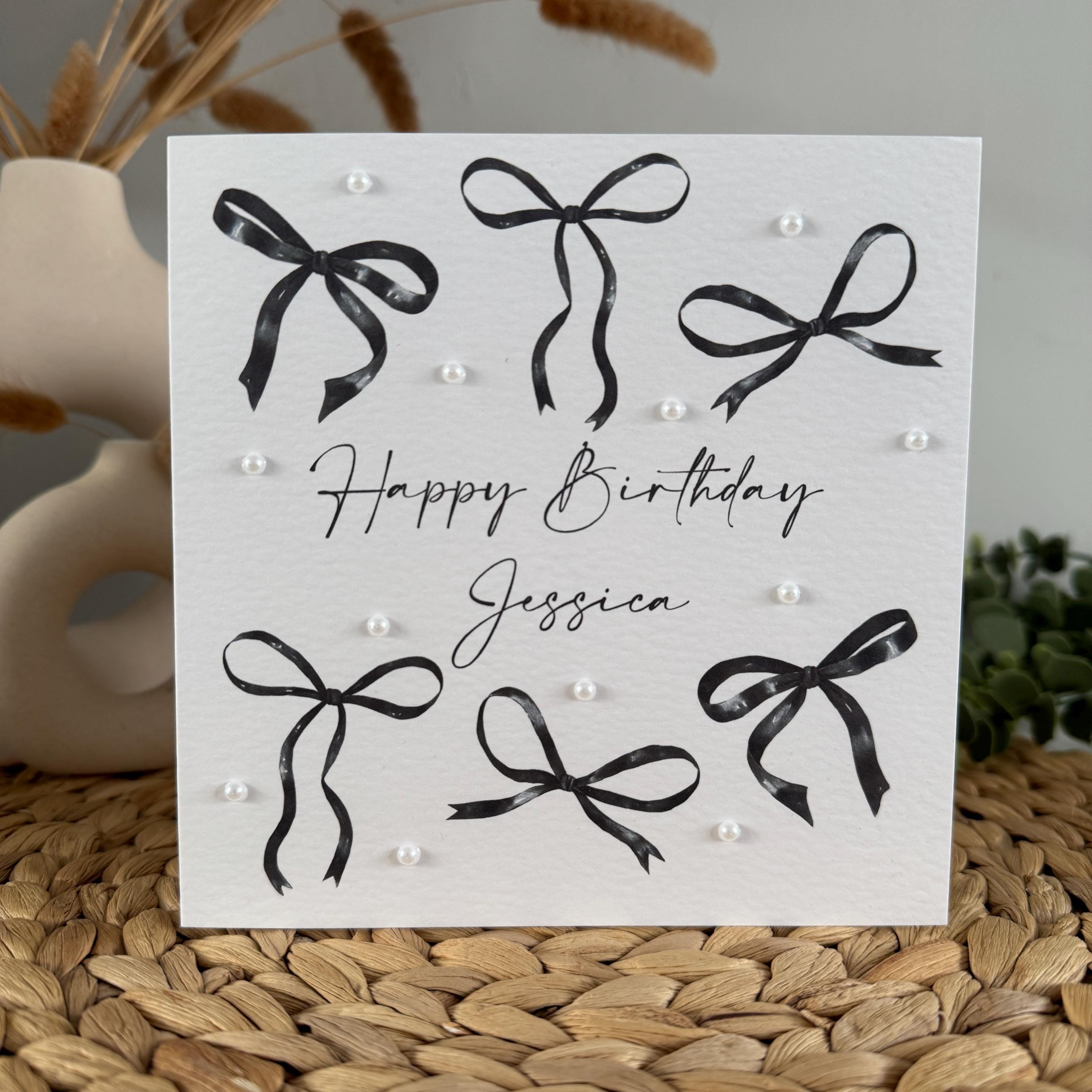 Personalised Bow Birthday Card: Coquette Card - Etsy UK
