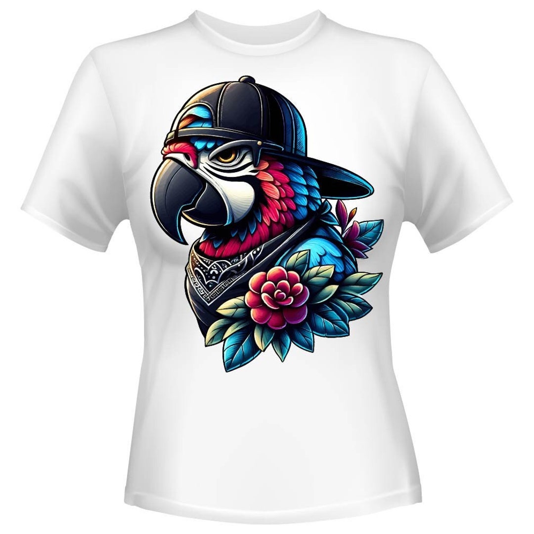 Gangster Parrot, Gangster Parrot Art, Parrot T-shirt, Floral T-shirt ...