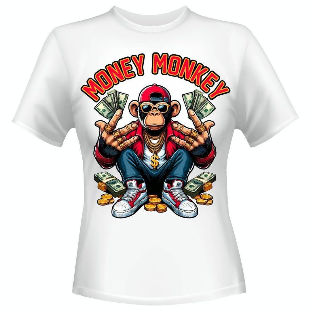 Money Monkey Tshirt PNG Bundle, Cash Money Png, Money PNG, One Hundred ...