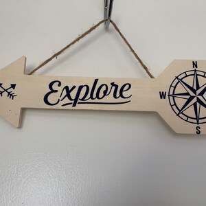 Hand Painted Compass & Explore Arrow Wall Sign Adventure - Etsy