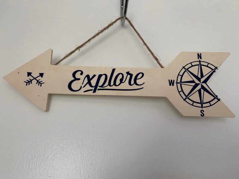 Hand Painted Compass & Explore Arrow Wall Sign Adventure - Etsy