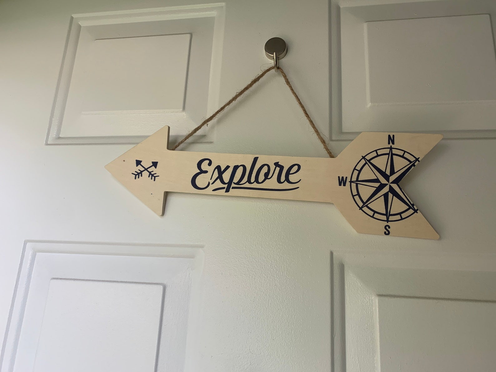 Hand Painted Compass & Explore Arrow Wall Sign Adventure - Etsy