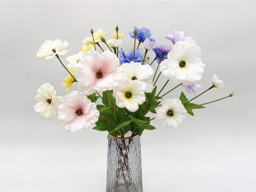 Artificial Ranunculus Asiaticus Flower Stem, Faux Buttercup Bloom ...
