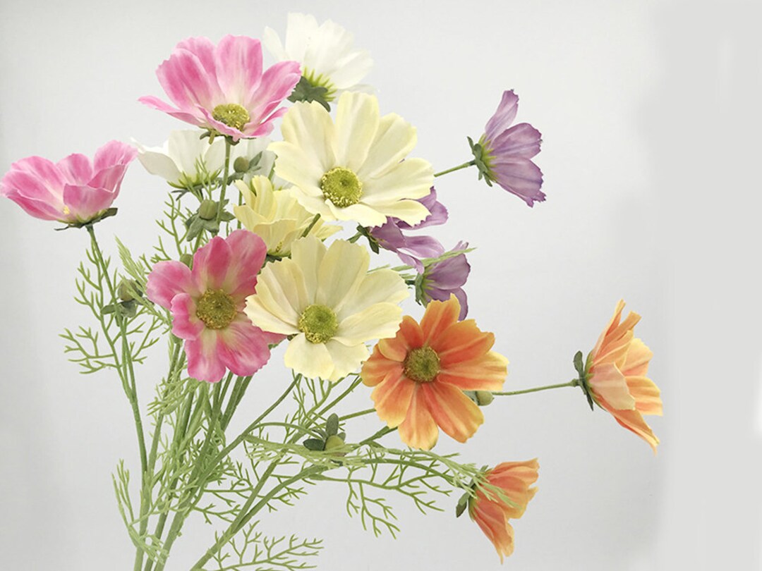 Artificial Cosmos With Leaf Fake Gerbera Individual Stem Home Flower ...