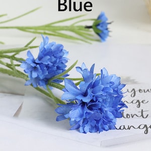 Artificial Centaurea Cyanus Stem With Leaves, Faux Cornflower Stems ...